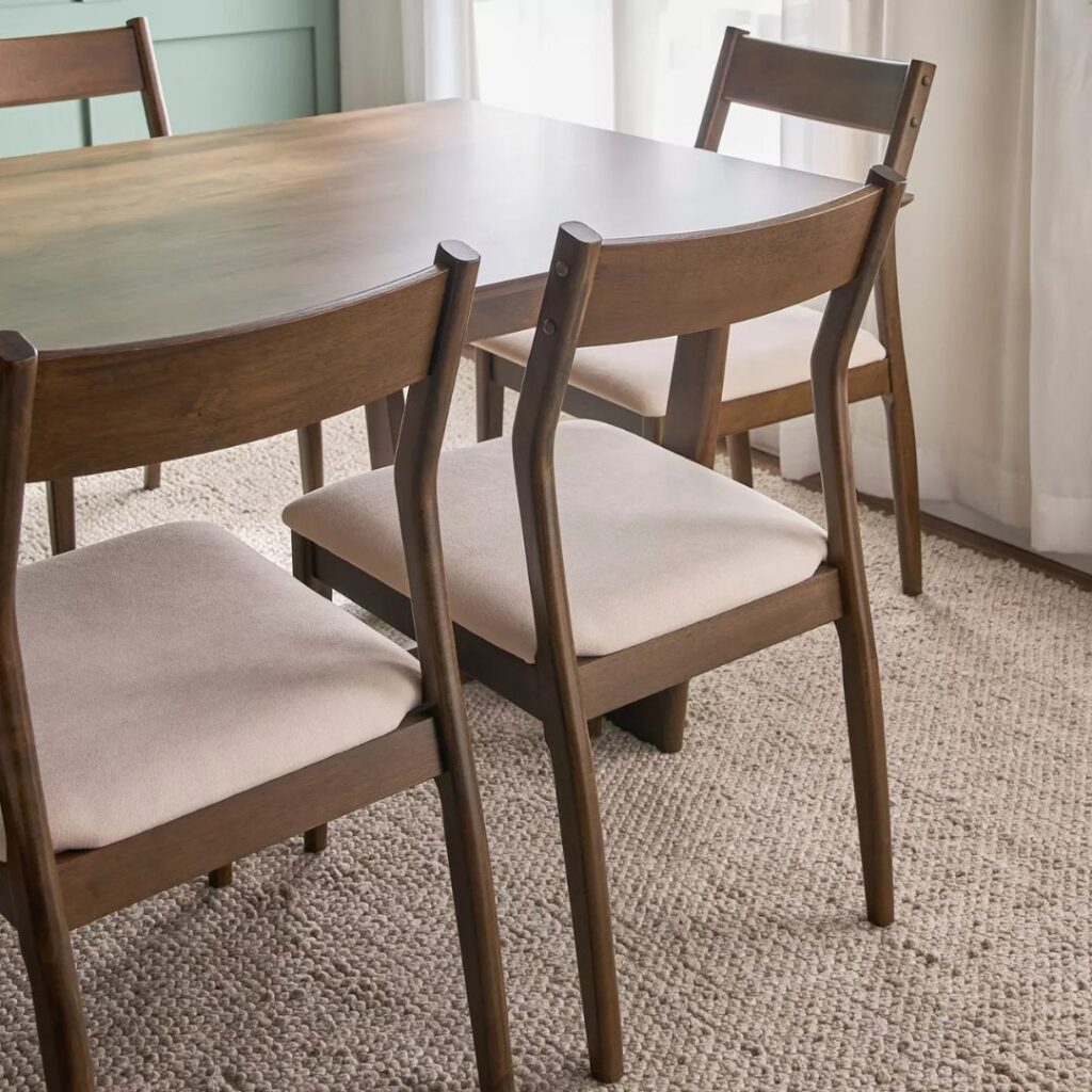 Ritzha Bunsen 6-Seater Wooden Dining Table with Chairs